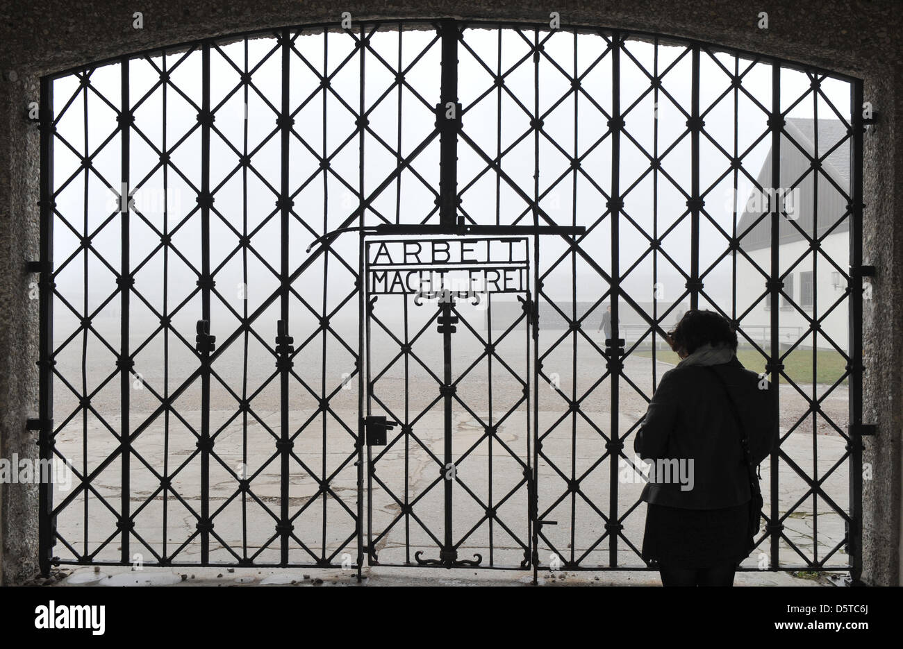 View of the main gate at Dachau concentration camp where prisoners ...