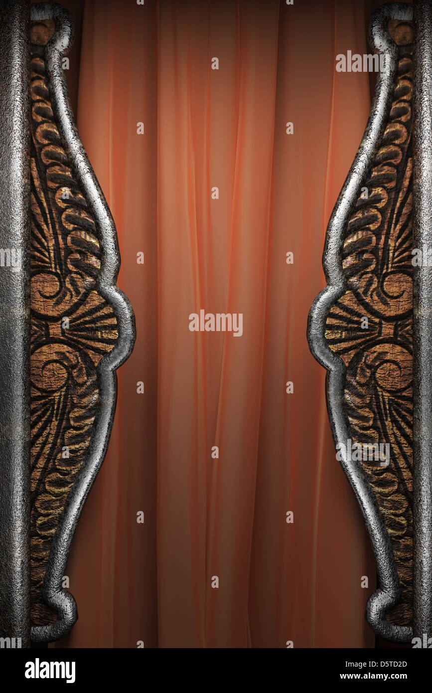 Metal on red curtain Stock Photo - Alamy