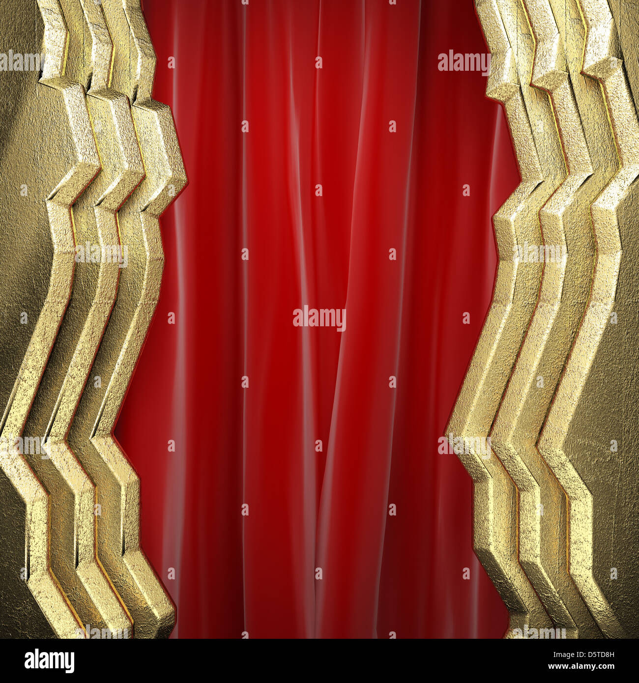 gold on red curtain Stock Photo - Alamy