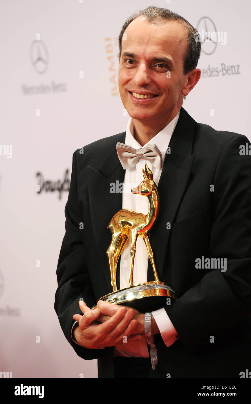 Rabbi Daniel Alter of Berlin with the Bambi trophy in the category ...