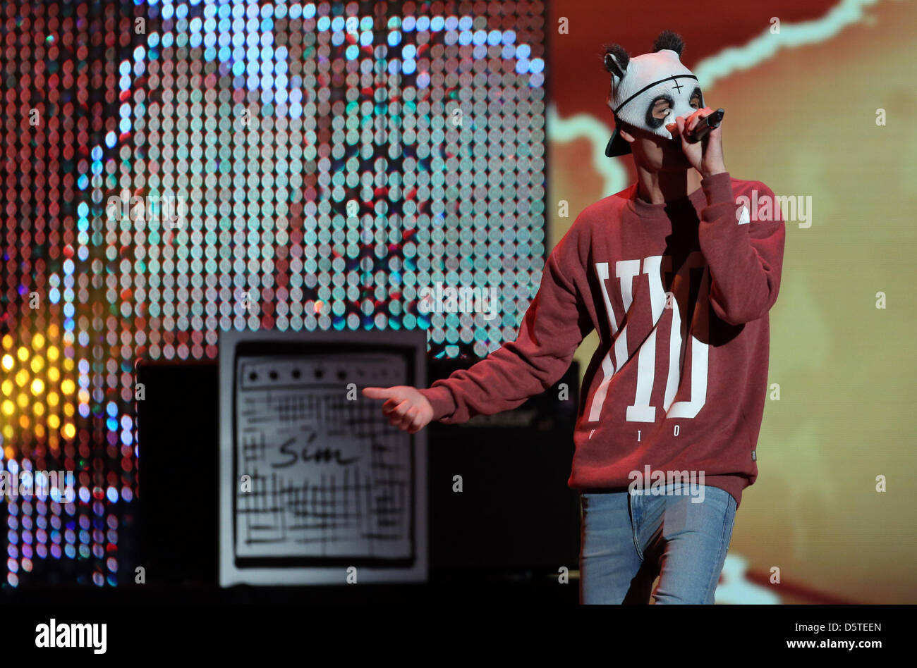 German rapper Cro performs during the Bambi award ceremony in ...