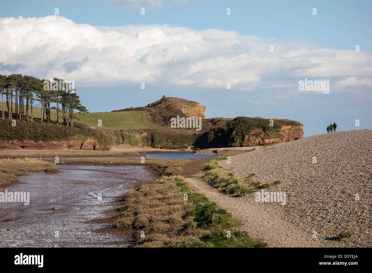 Budleigh Salterton, Pebble Spit, River Otter Estuary, Devon, England ...