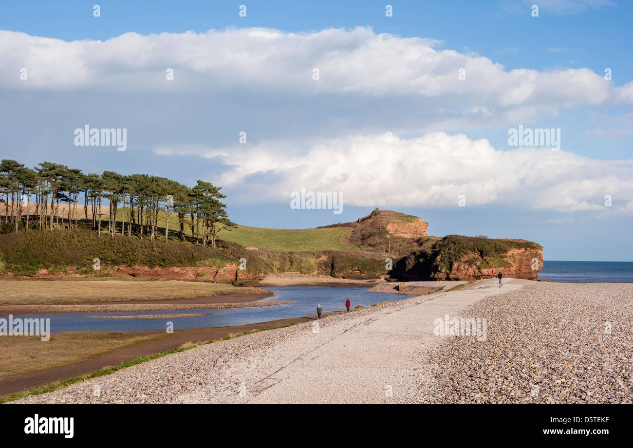 Budleigh Salterton, Pebble Spit, River Otter Estuary, Devon, England ...