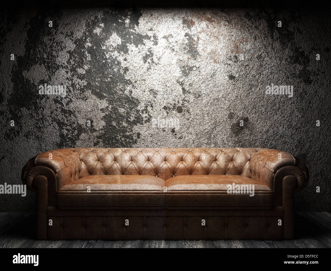 leather sofa in dark room Stock Photo - Alamy