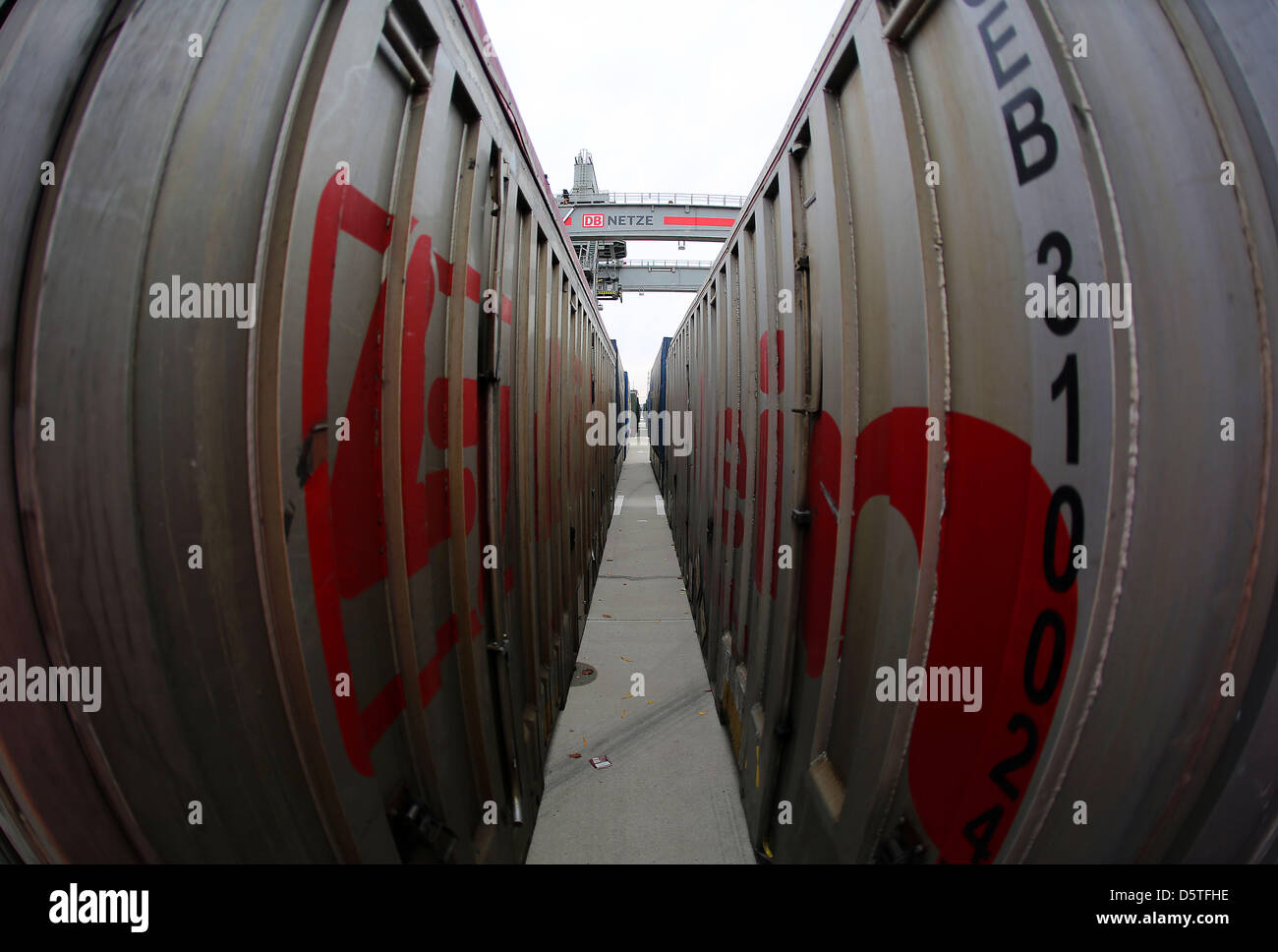 Container stand at container transshipment point Cologne Eifeltor in ...