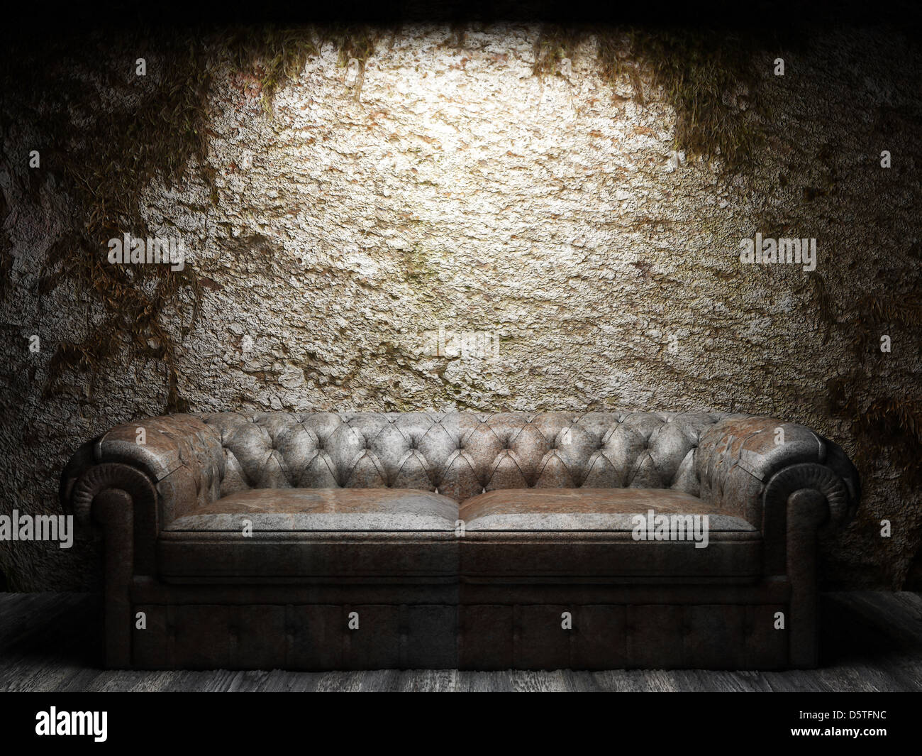 leather sofa in dark room Stock Photo - Alamy