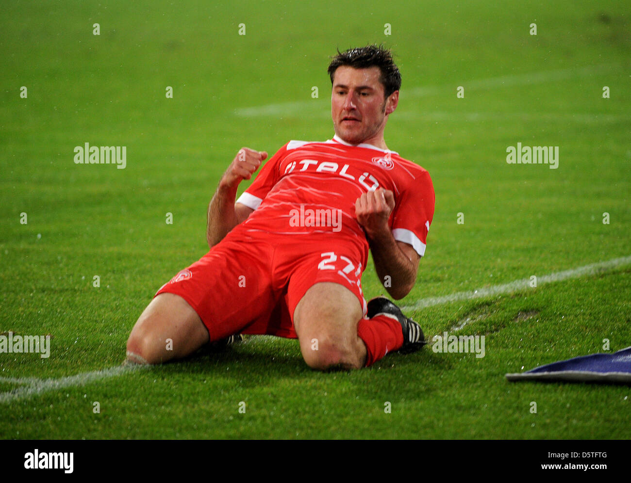 Duesseldorf's Stefan Reisinger celebrates his 2-0 goal during the ...