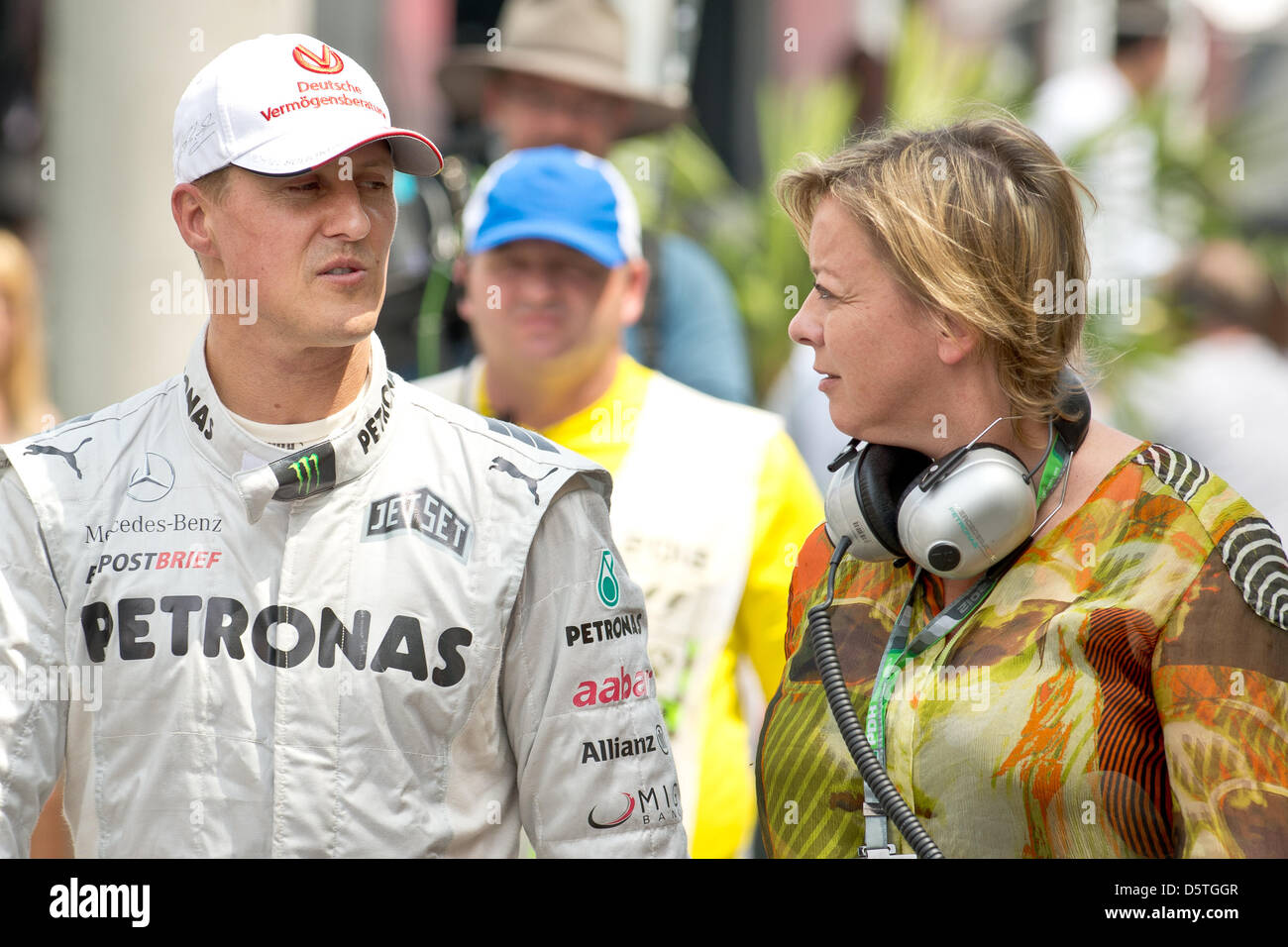 German Formula One driver Michael Schumacher of Mercedes AMG and press ...