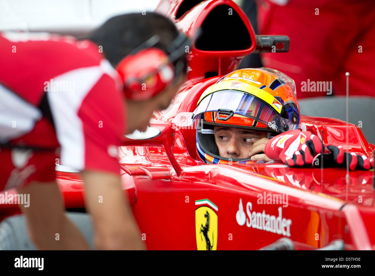 Brazilian Formula One driver Felipe Massa of Ferrari steers his car ...