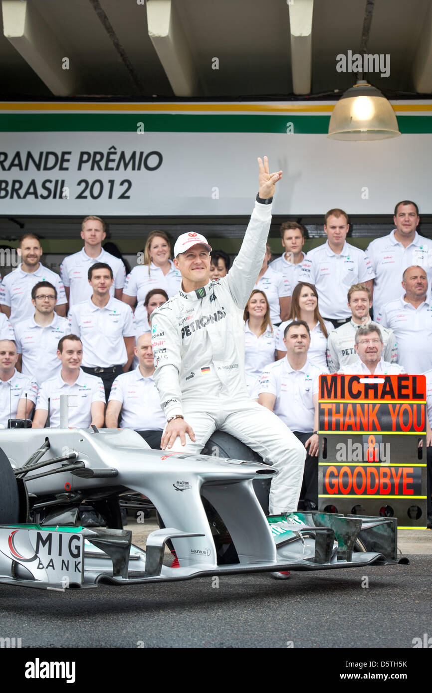 German Formula One driver Michael Schumacher of Mercedes AMG smiles in ...