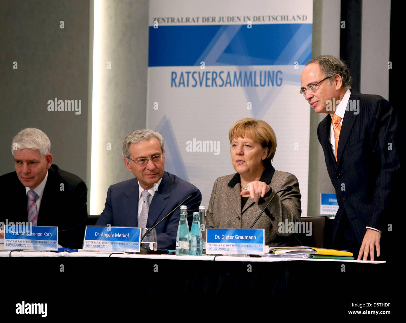 German Chancellor Angela Merkel (C) sits in between Vice Presidents of ...