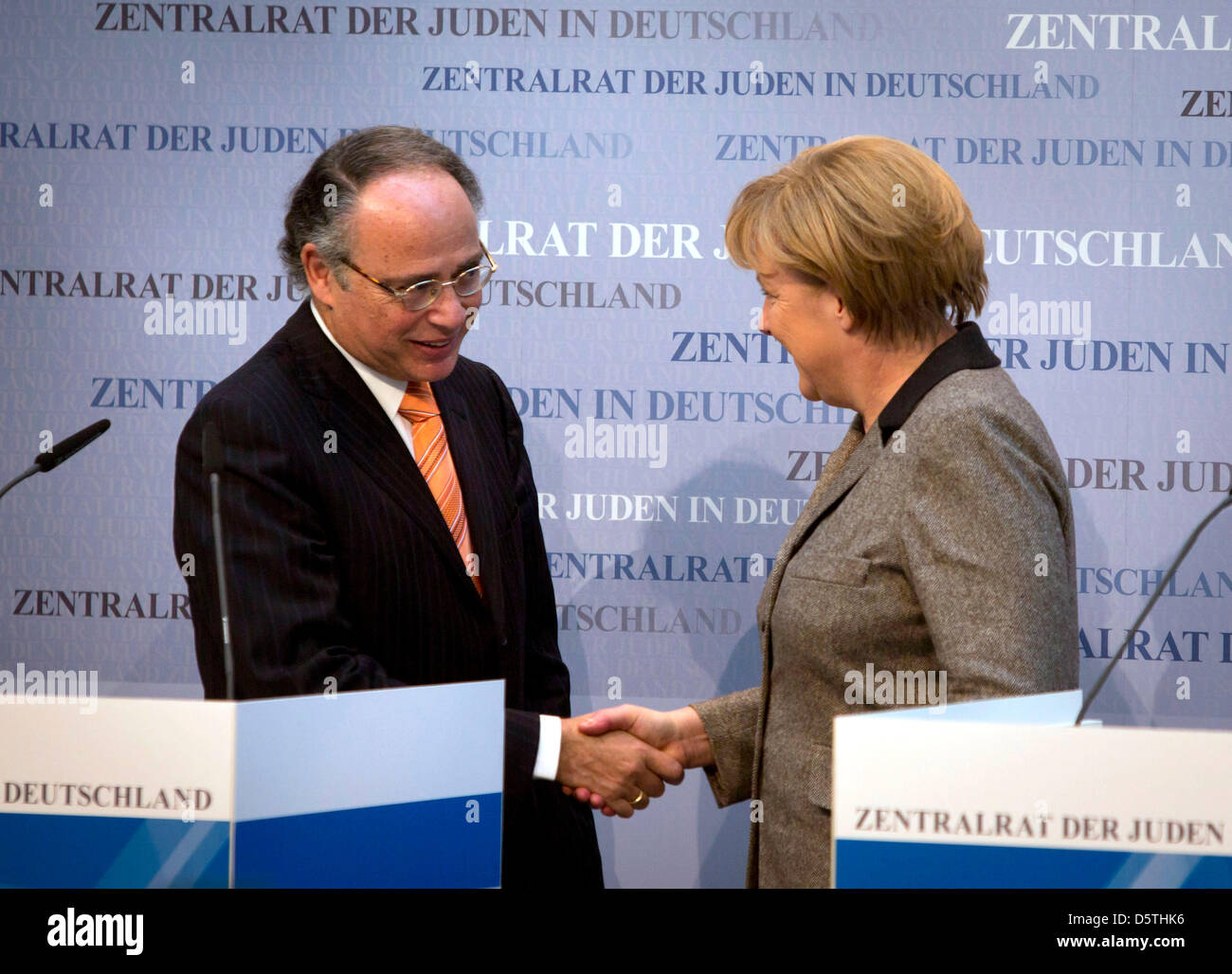 German Chancellor Angela Merkel and Council President Dieter Graumann ...