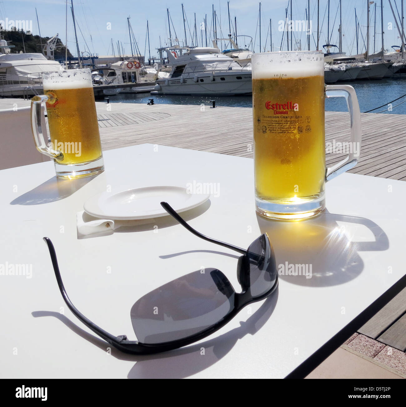 ESTRELLA BEER in a relaxing harbour setting in Spain. Photo David Gale ...