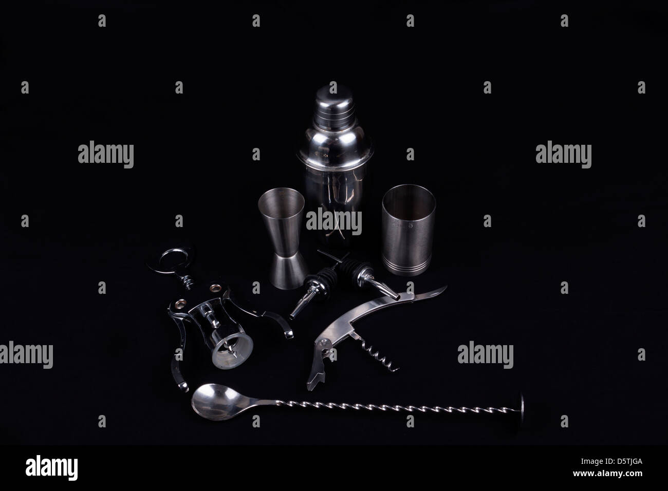 bar tools isolated on black background Stock Photo - Alamy