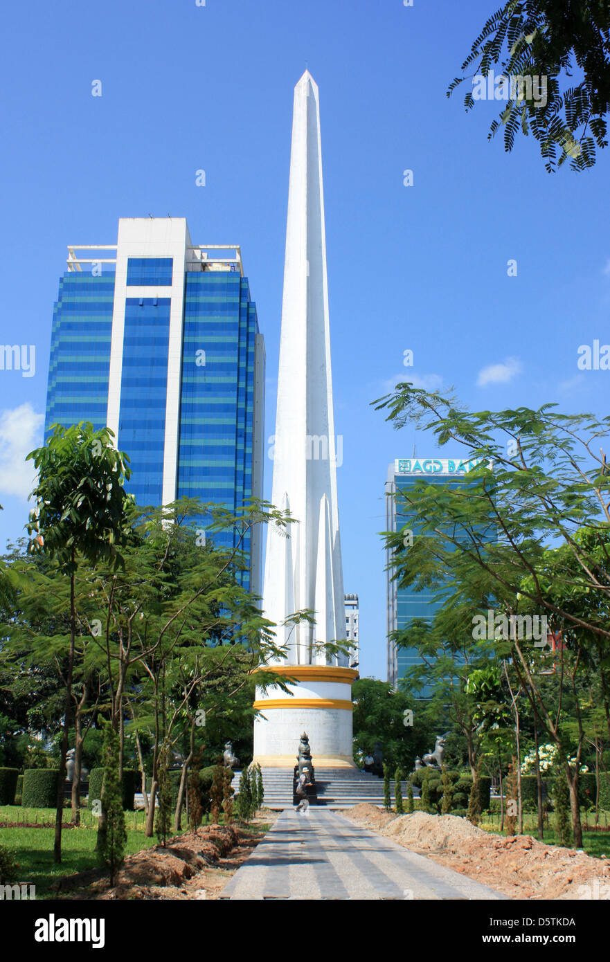 Maha Bandoola Park with the independance monument is pictured in Yangon ...