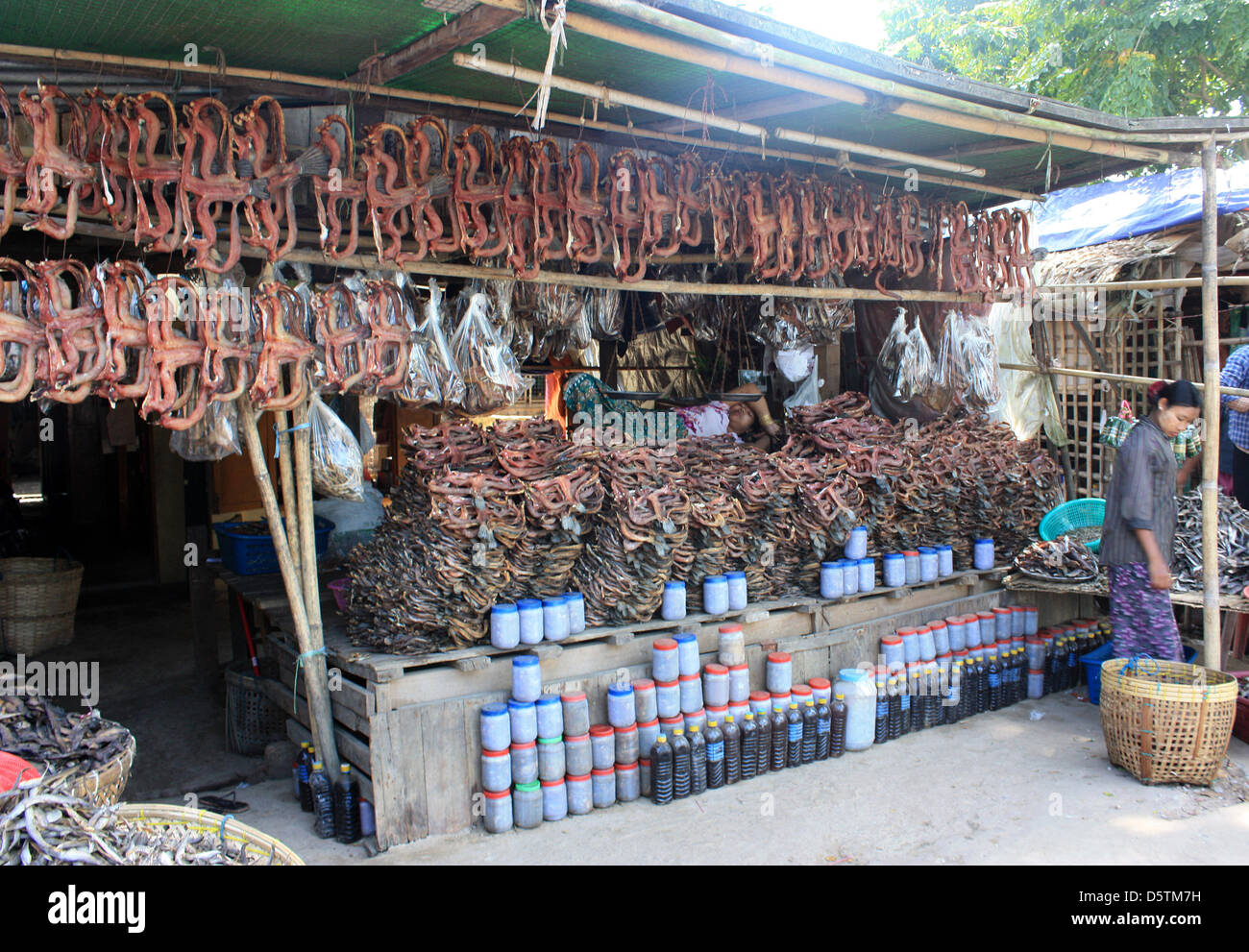 Dried fish is sold in Bago (Pegu), Myanmar, 23 October 2012. Photo ...