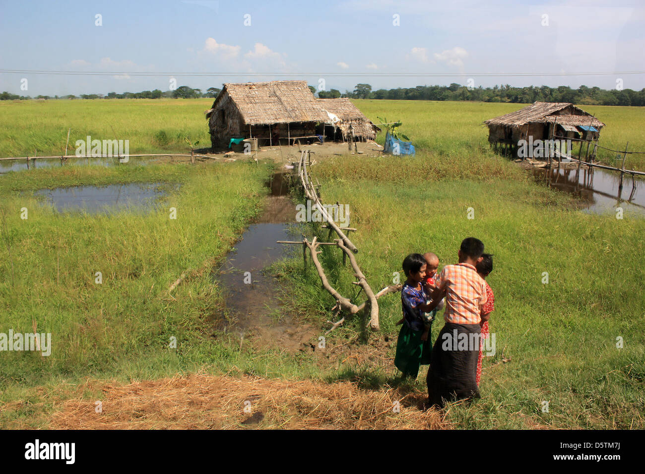 Huts are pictured on a meadow in Mon-Staat, Myanmar, 23 October 2012 ...
