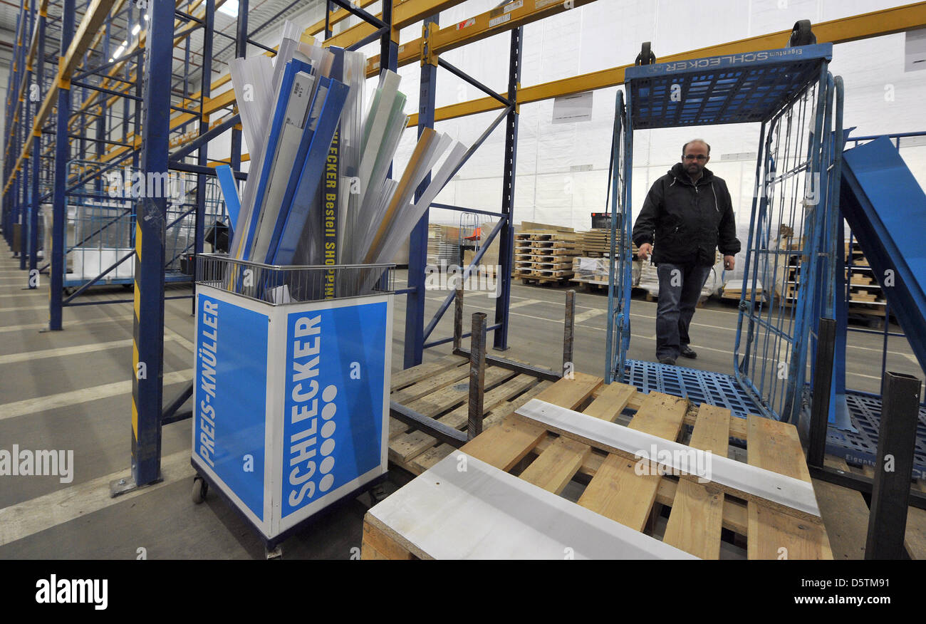 Schlecker shop fittings are on display during an auction of the ...