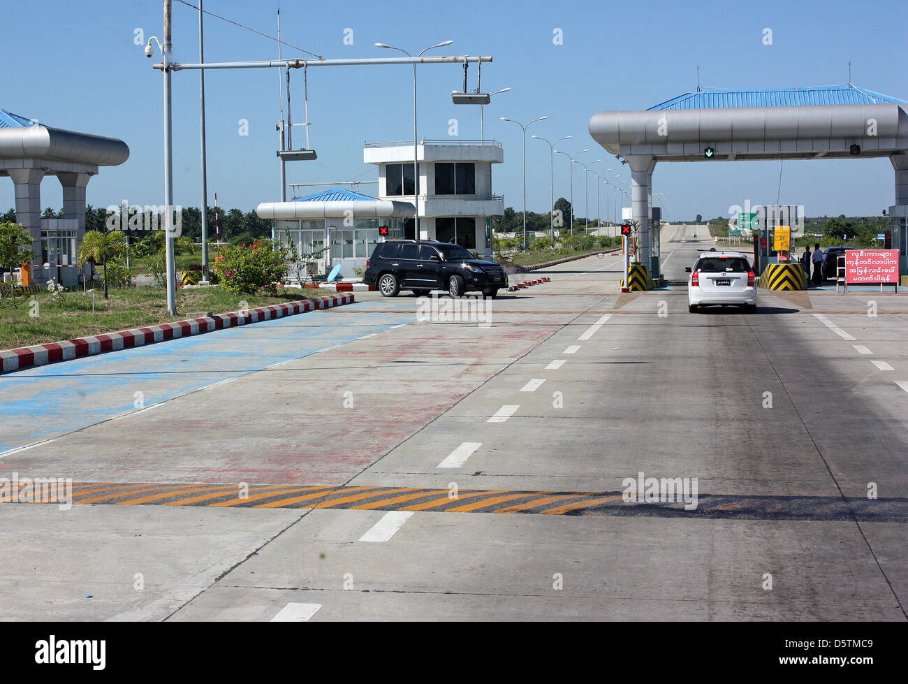 A toll charge is seen on the motorway between Yangon and Mandalay ...