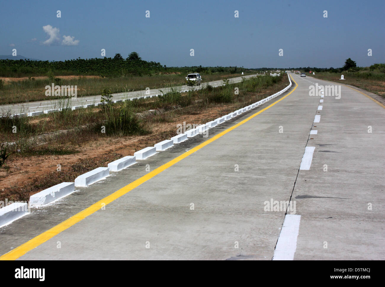 The motorway is almost empty between Yangon and Mandalay, Myanmar, 24 ...