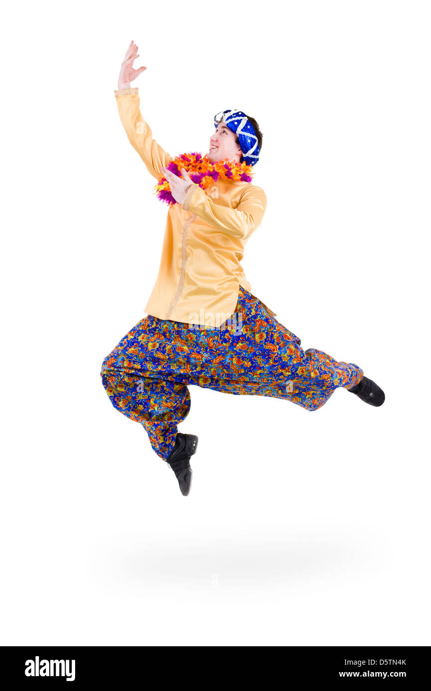 man jumping with pointing gesture Stock Photo - Alamy