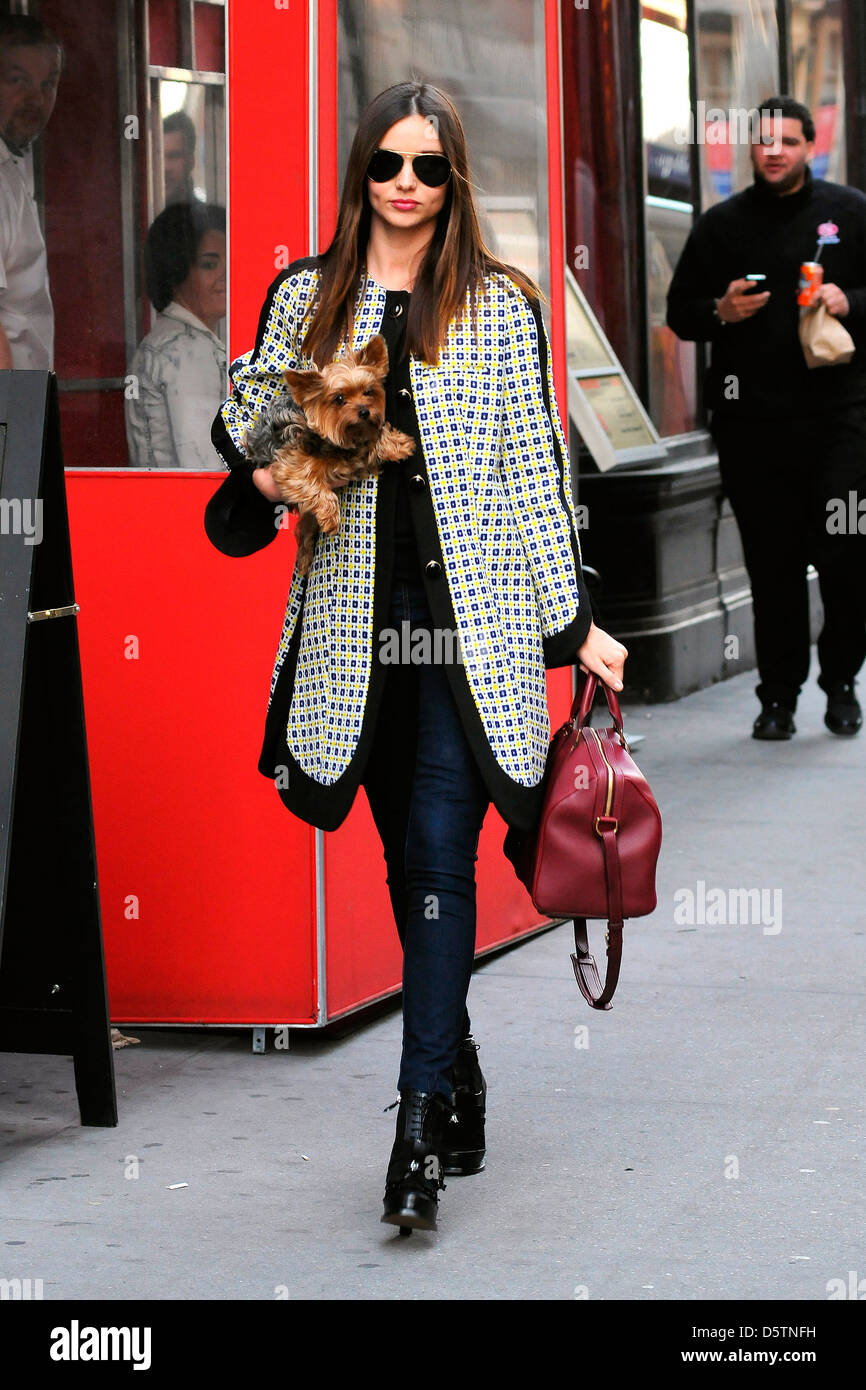 Miranda Kerr walks her dog in Manhattan New York City, USA - 12.03.12 ...