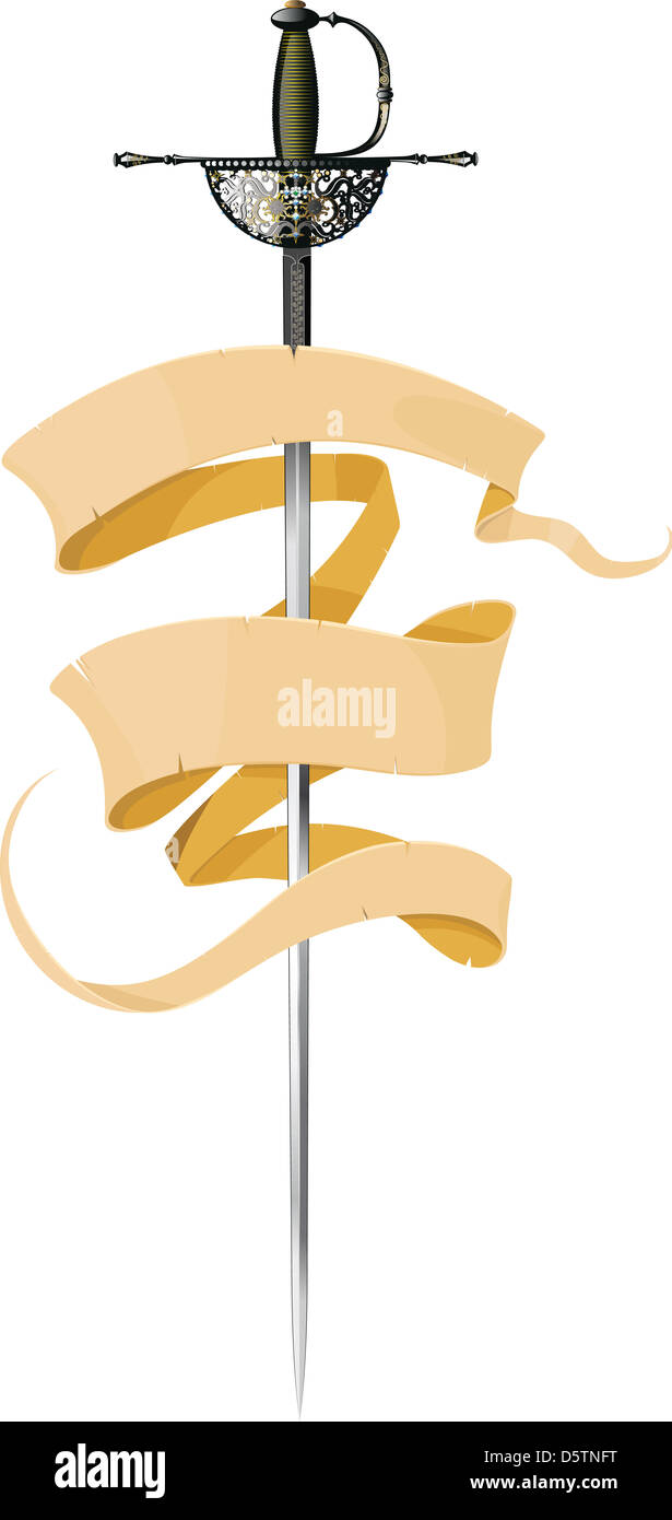 rapier and banner Stock Photo - Alamy