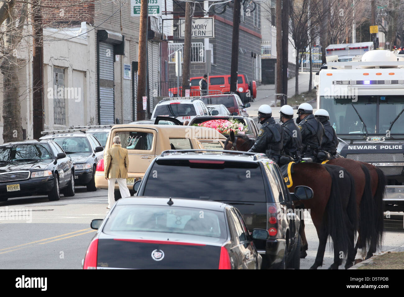 Hearse Carrying Whitney Houstons Casket The Funeral Of Whitney Houston