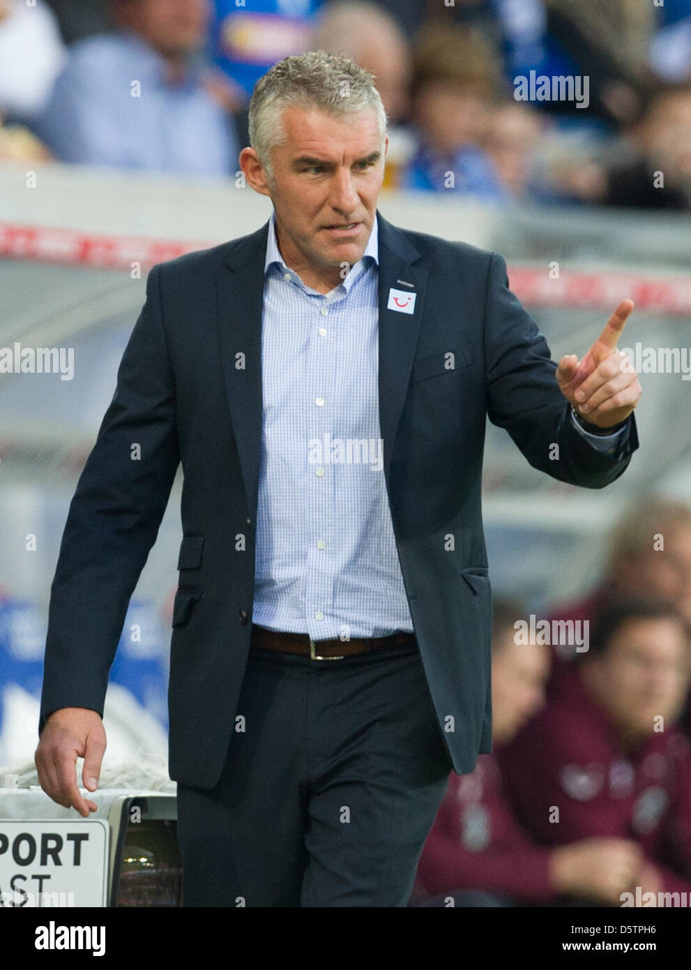 Hanover coach Mirko Slomka gestures from the sidelines during the ...