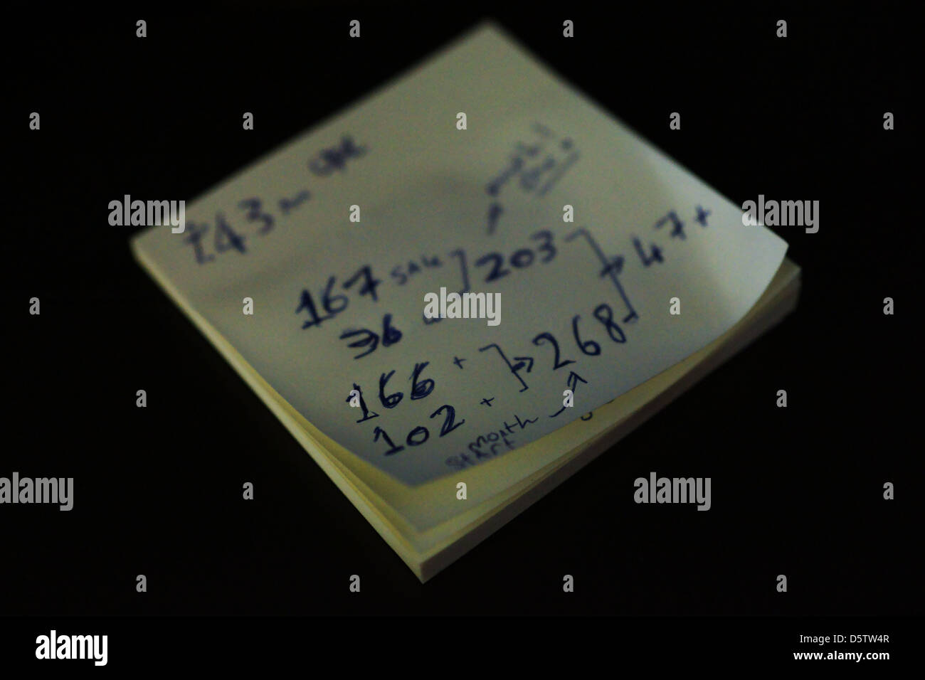 sticky notes hand letters symbols note taking math Stock Photo - Alamy