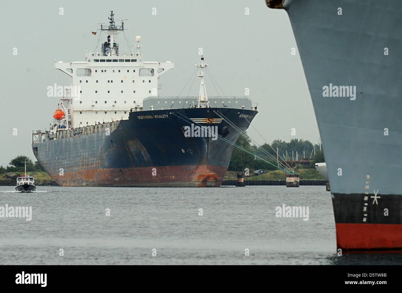 The old freighter 'Northern Vitality' lies in a waiting position in the ...