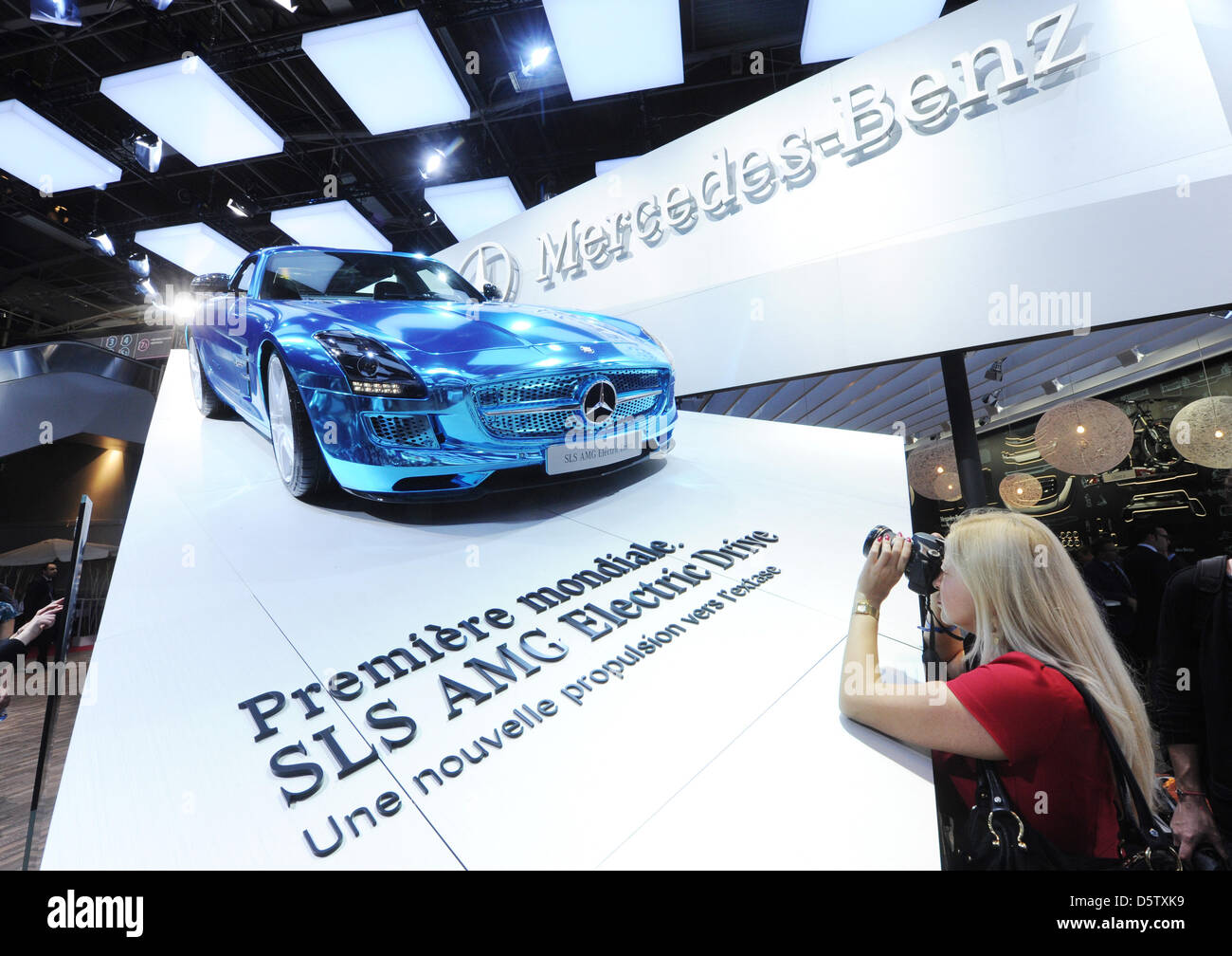 The Mercedes-Benz SLS AMG Coupe Electric Drive is presented on the ...