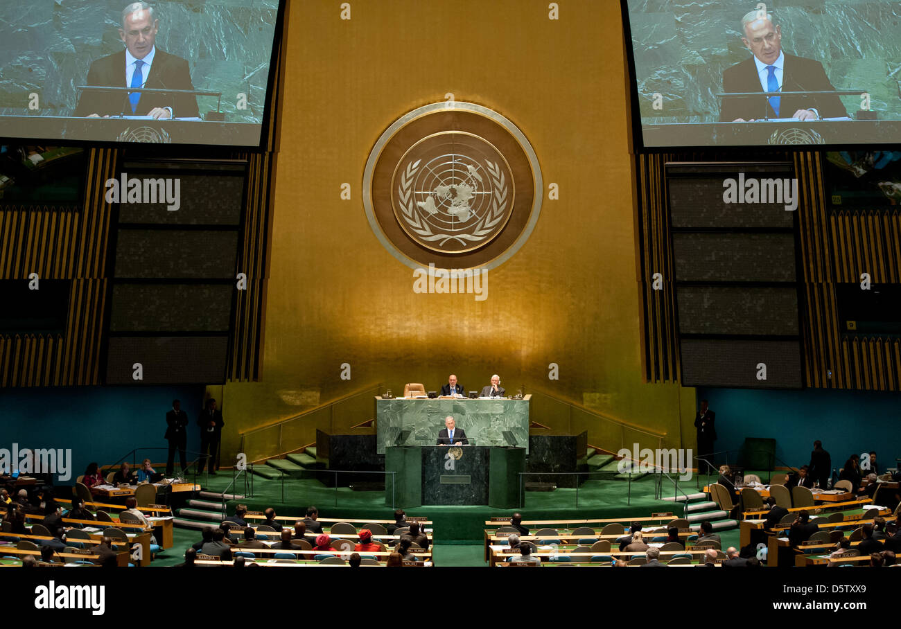 Prime Minister of Israel Benjamin Netanyahu speaks at the General ...