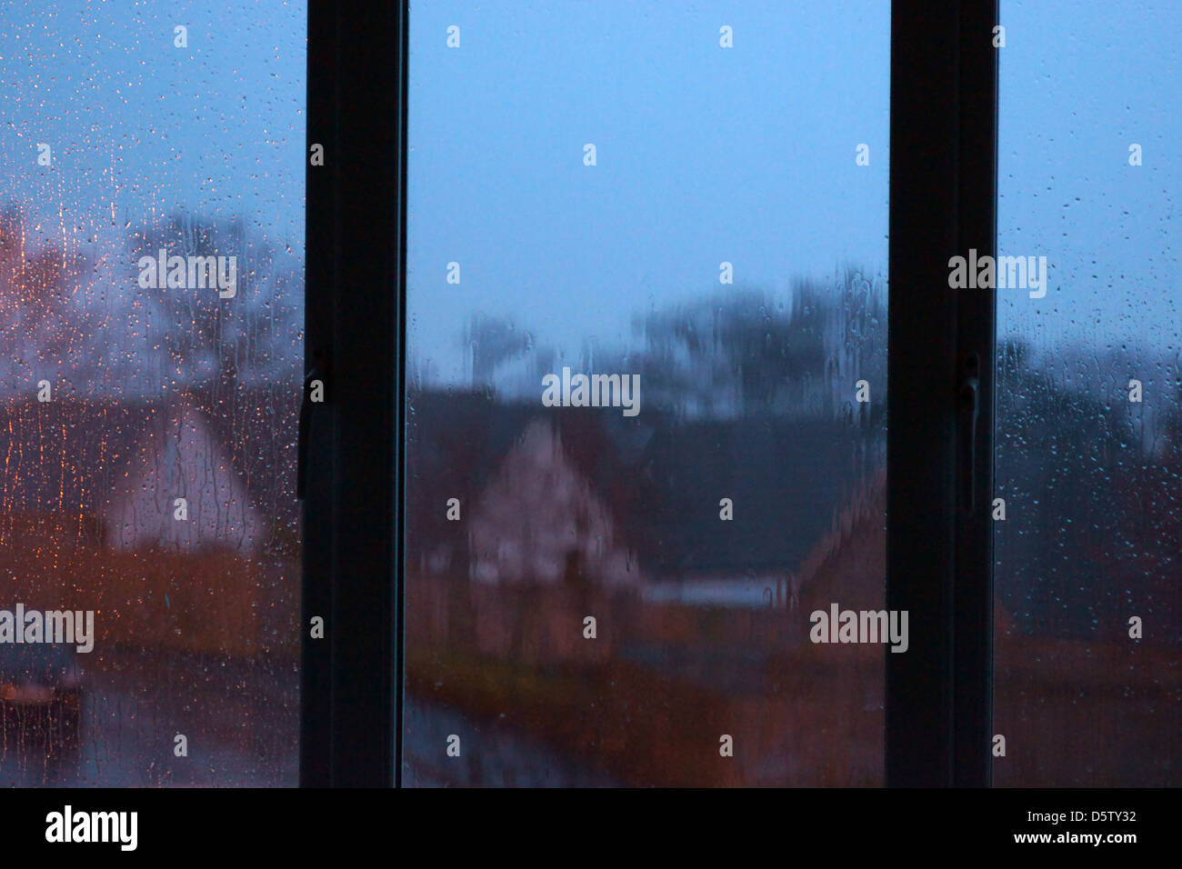 stormy england rain covered dripping wet windows Stock Photo - Alamy