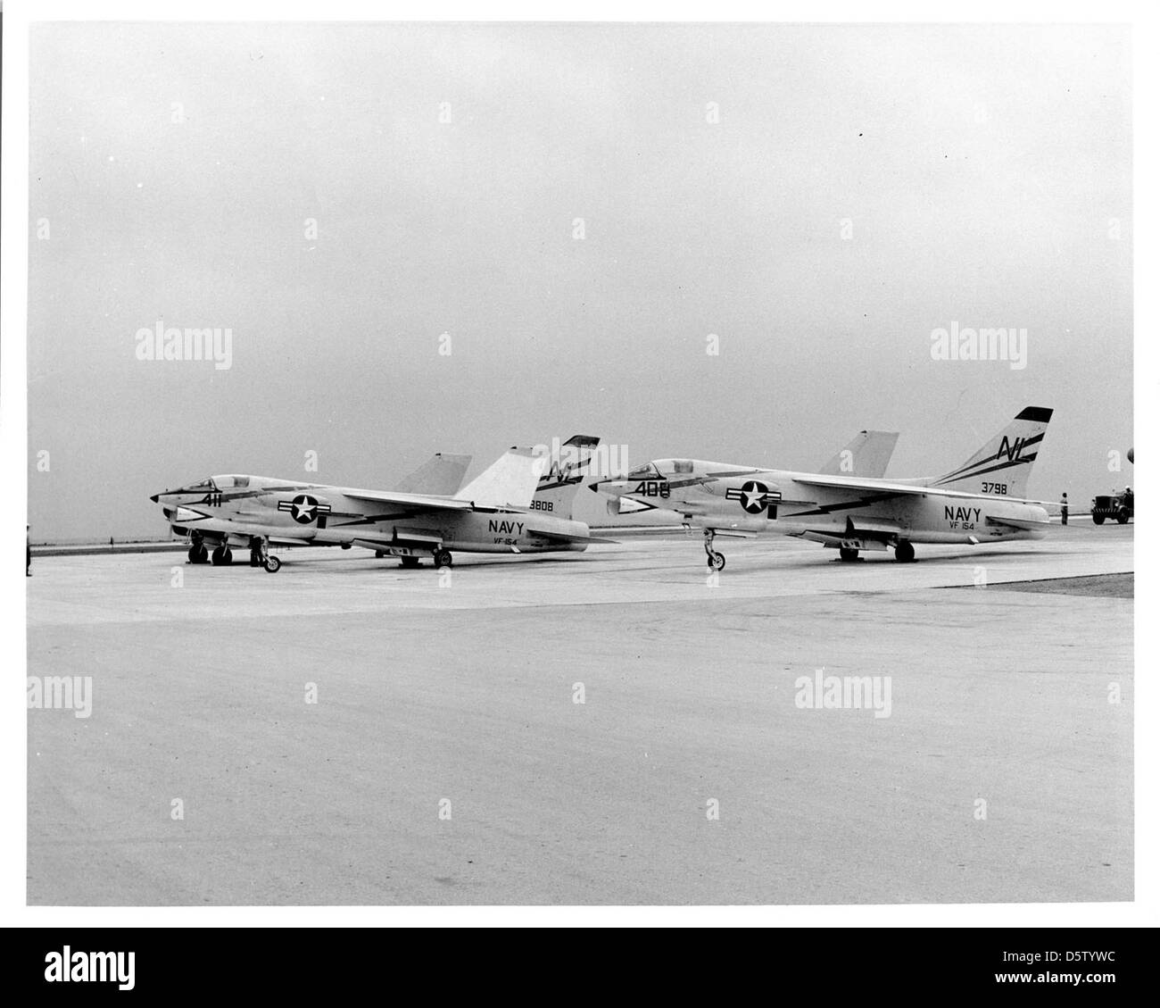 Vought F8U-1 "Crusaders" of VF-154 Squadron at NAF, Naha, Okinawa Stock ...