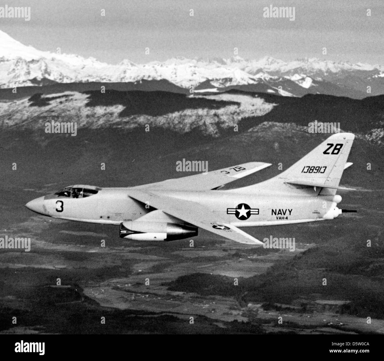 The Douglas A3D-2 Skywarrior, operated by VAH-4 Squadron, was a carrier ...