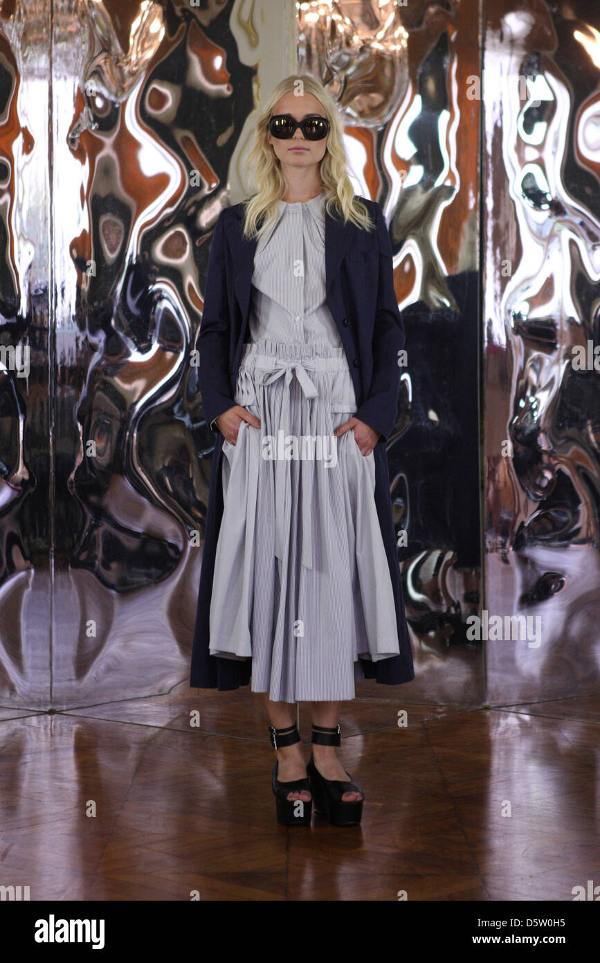 A model wears a creation by German designer Wolfgang Joop as part of ...