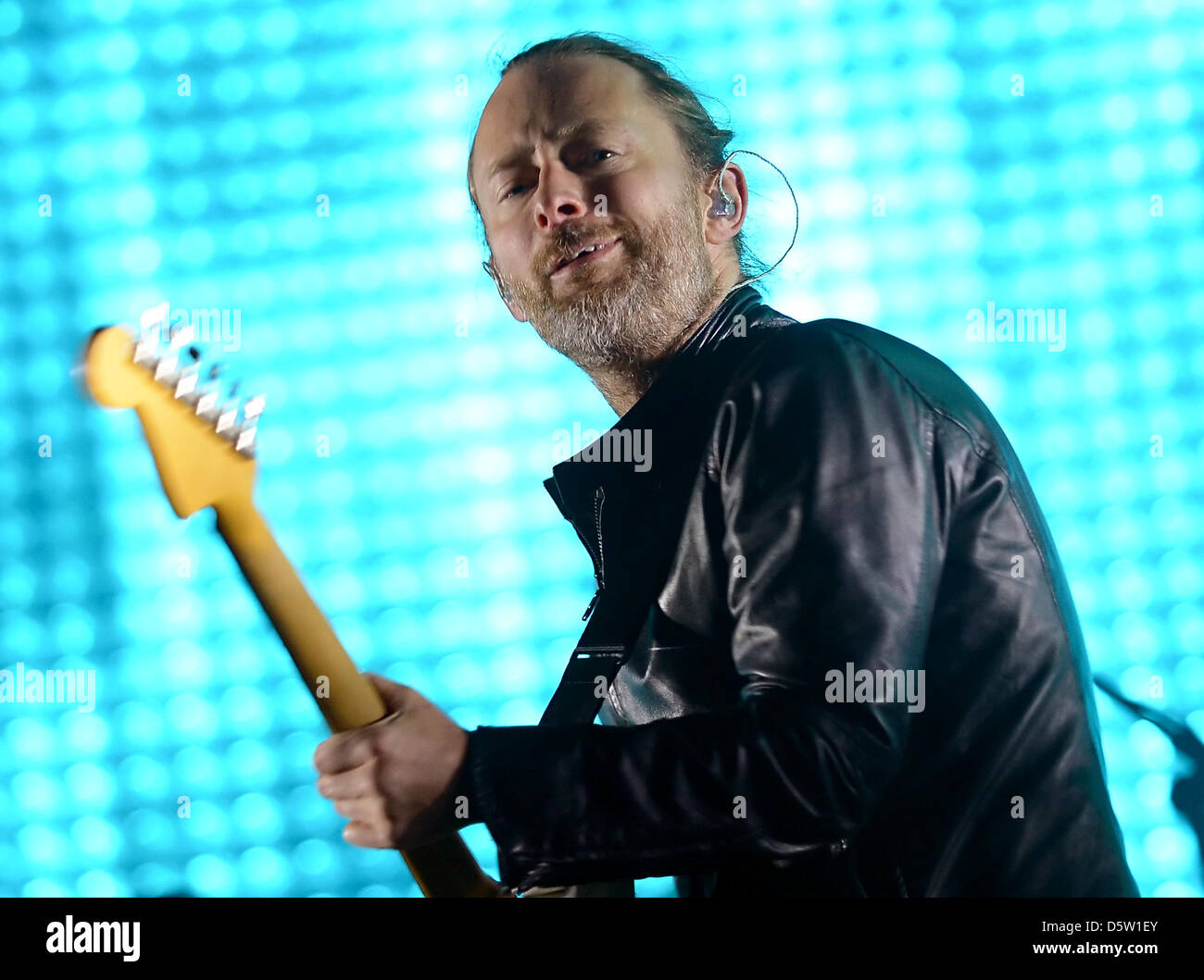 Singer Thom Yorke and the English band Radiohead perform open air at ...