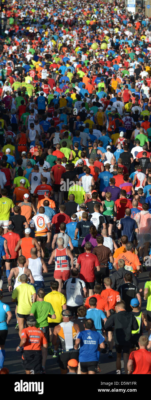 A field of runners is pictured after the start of the 39th Berlin ...
