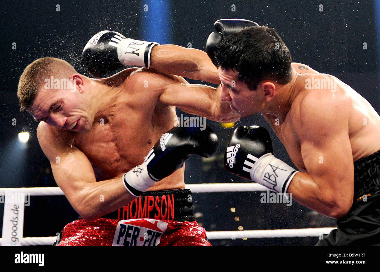 British challenger Mark Thompson (l) fights defending German champion ...