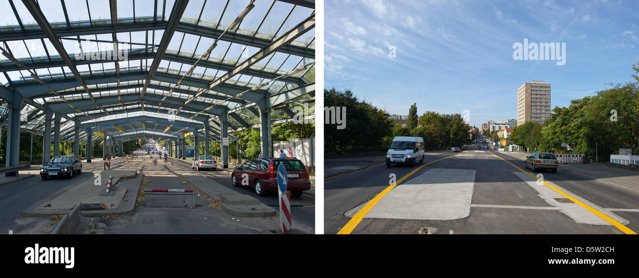 COMBO - A two-part composite picture shows the German-Polish border ...