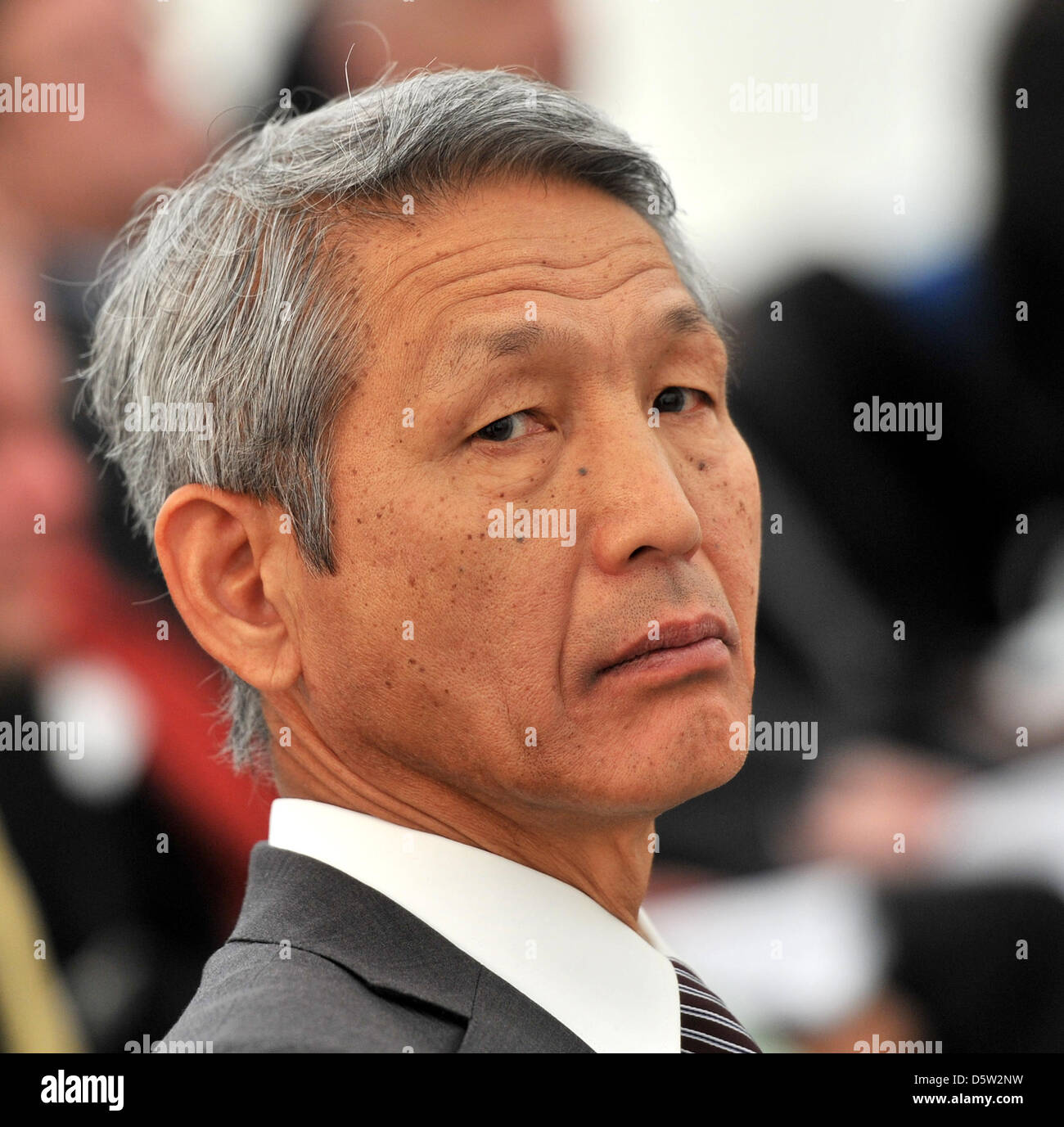 Hi-Bis CEO Tadashi Tomitaka attends a ground-breaking ceremony for a ...