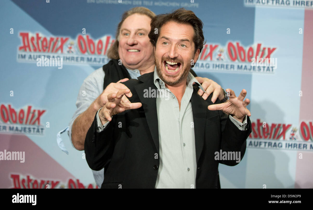 Actors Gerard Depardieu (L) Edouard Baer pose during a photocall for ...