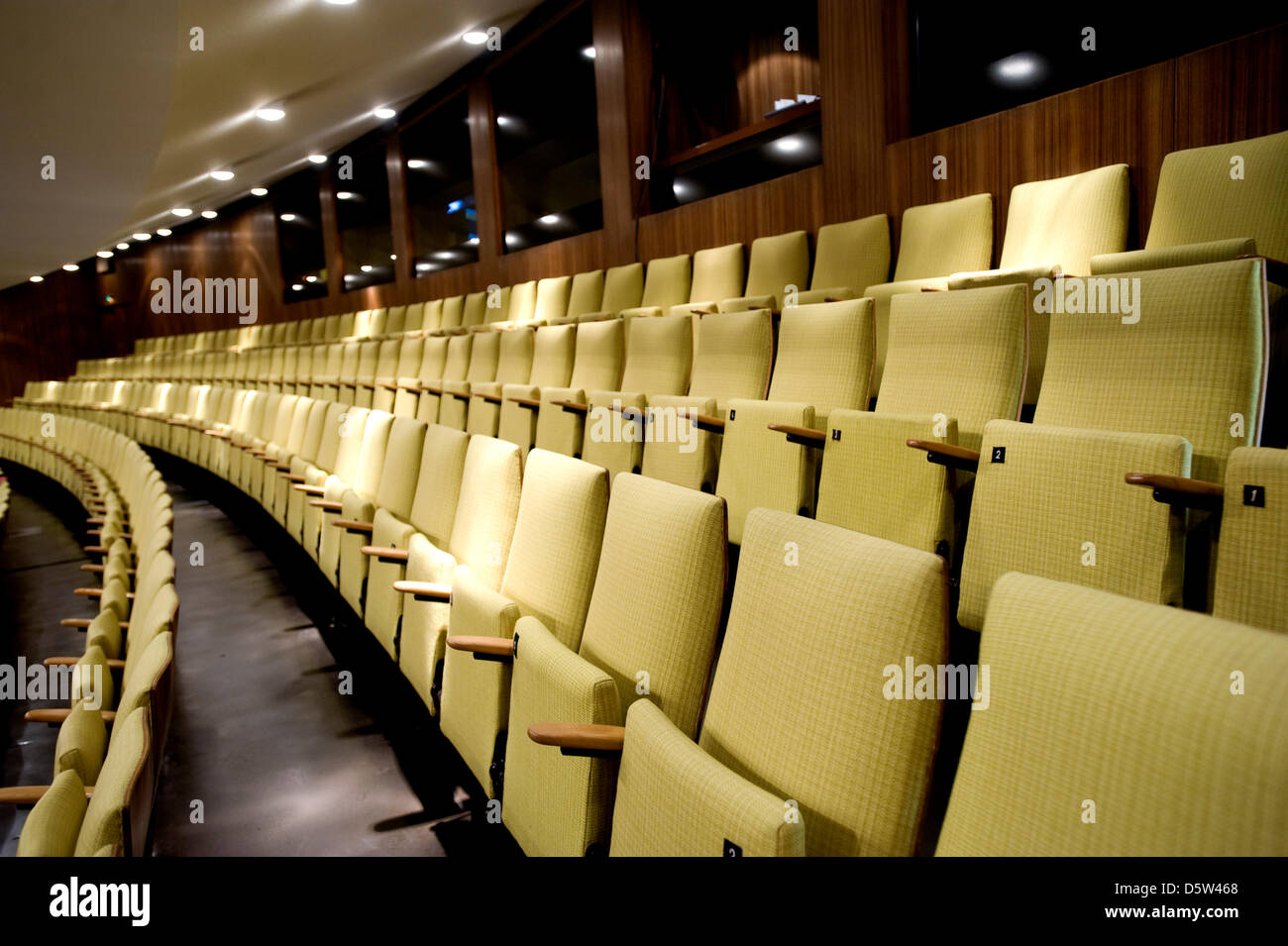 Seats in the auditorium of Deutsche Oper Berlin (German Opera House) in ...