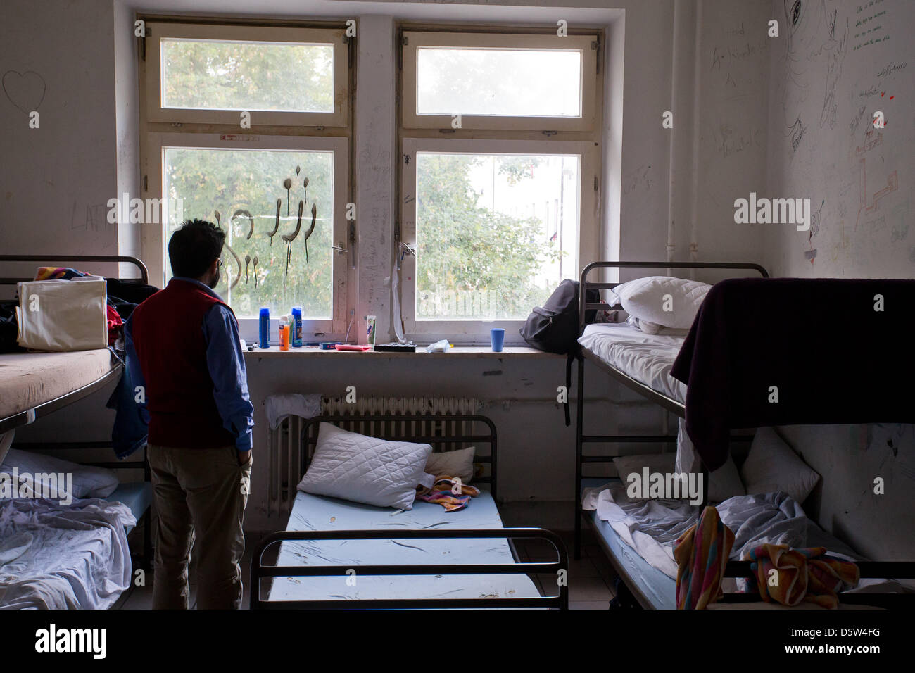 A room for asylum seekers is pictured in a home at the central ...