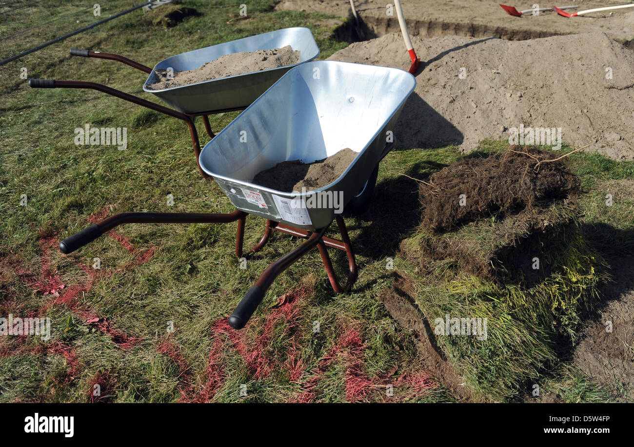 Wheel barrows sit at Tempelhof Field in Berlin, Germany, 02 October ...