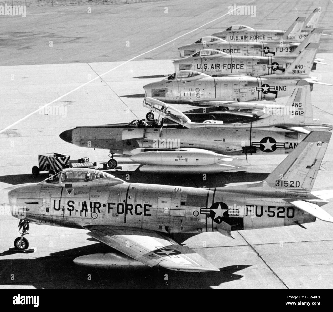 North American F-86H Sabres of the 101st Fighter Interceptor Squadron, 102nd Tactical Fighter ...