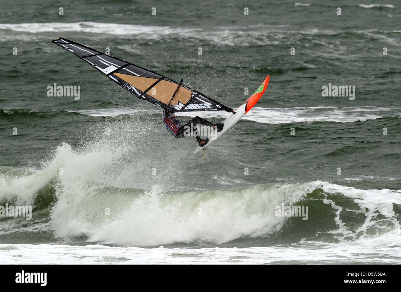 Windsurfer Josh Angulo of Cape Verde Islands windsurfs on North Sea ...