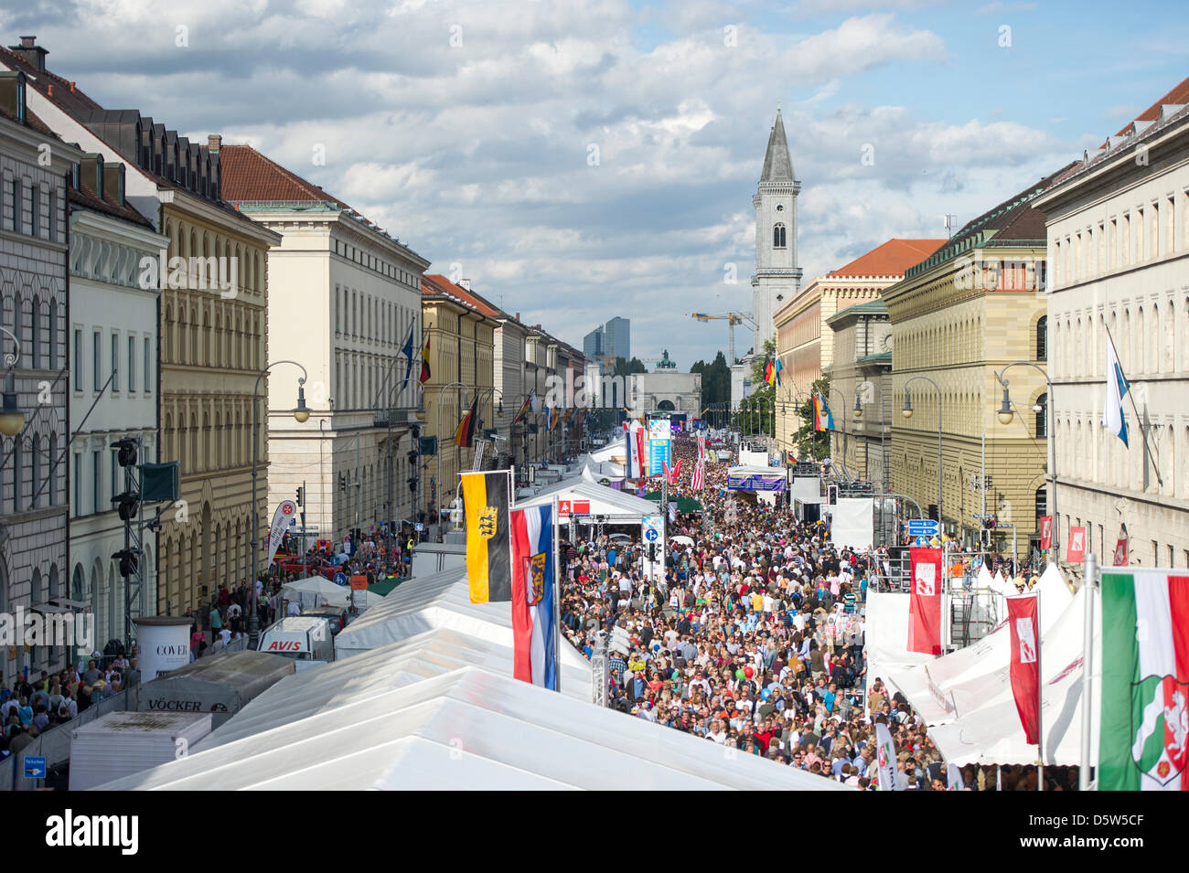 Visitors inform themselves at the stands of various German states on ...