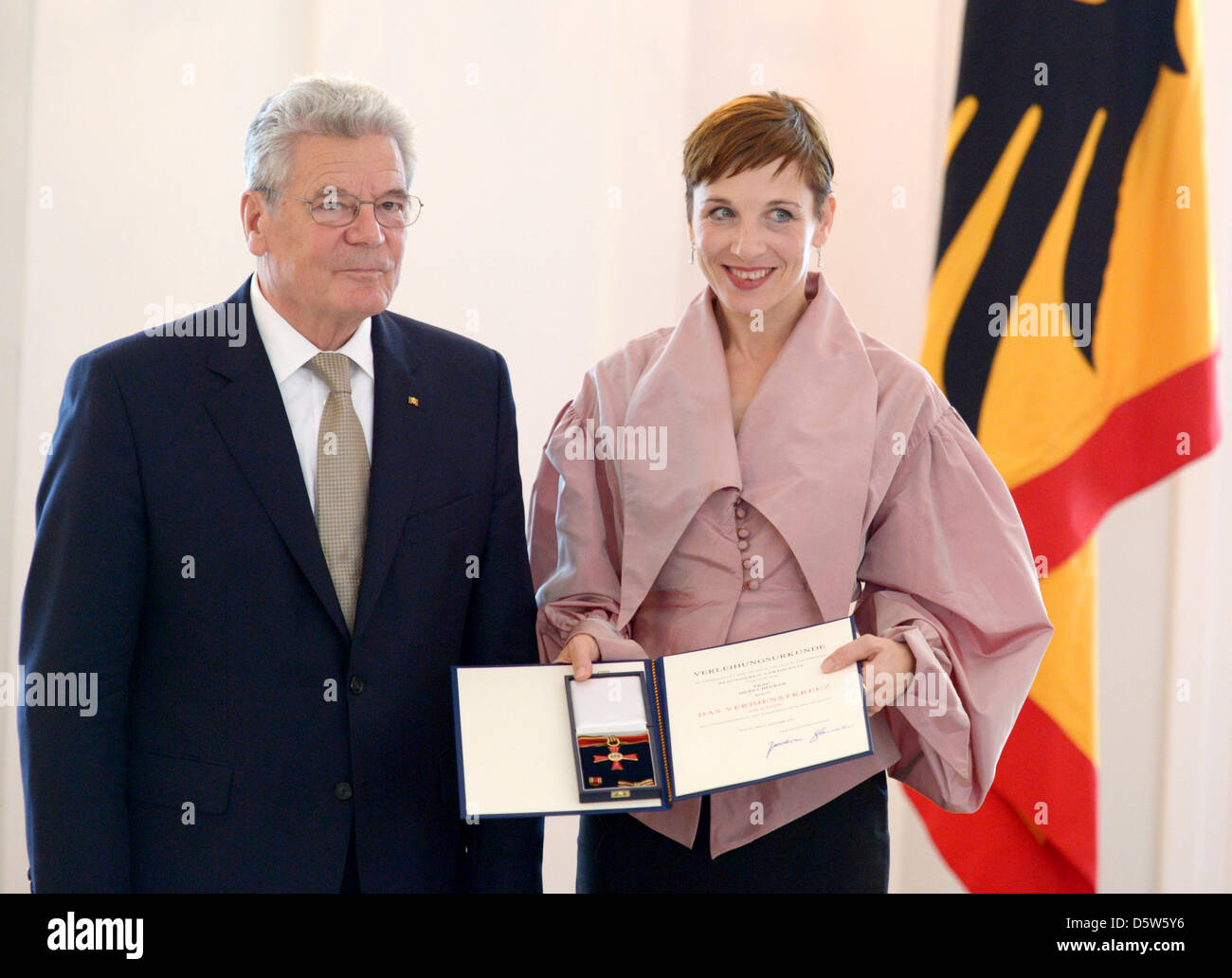 German President Joachim Gauck awards actress Meret Becker the Order of ...
